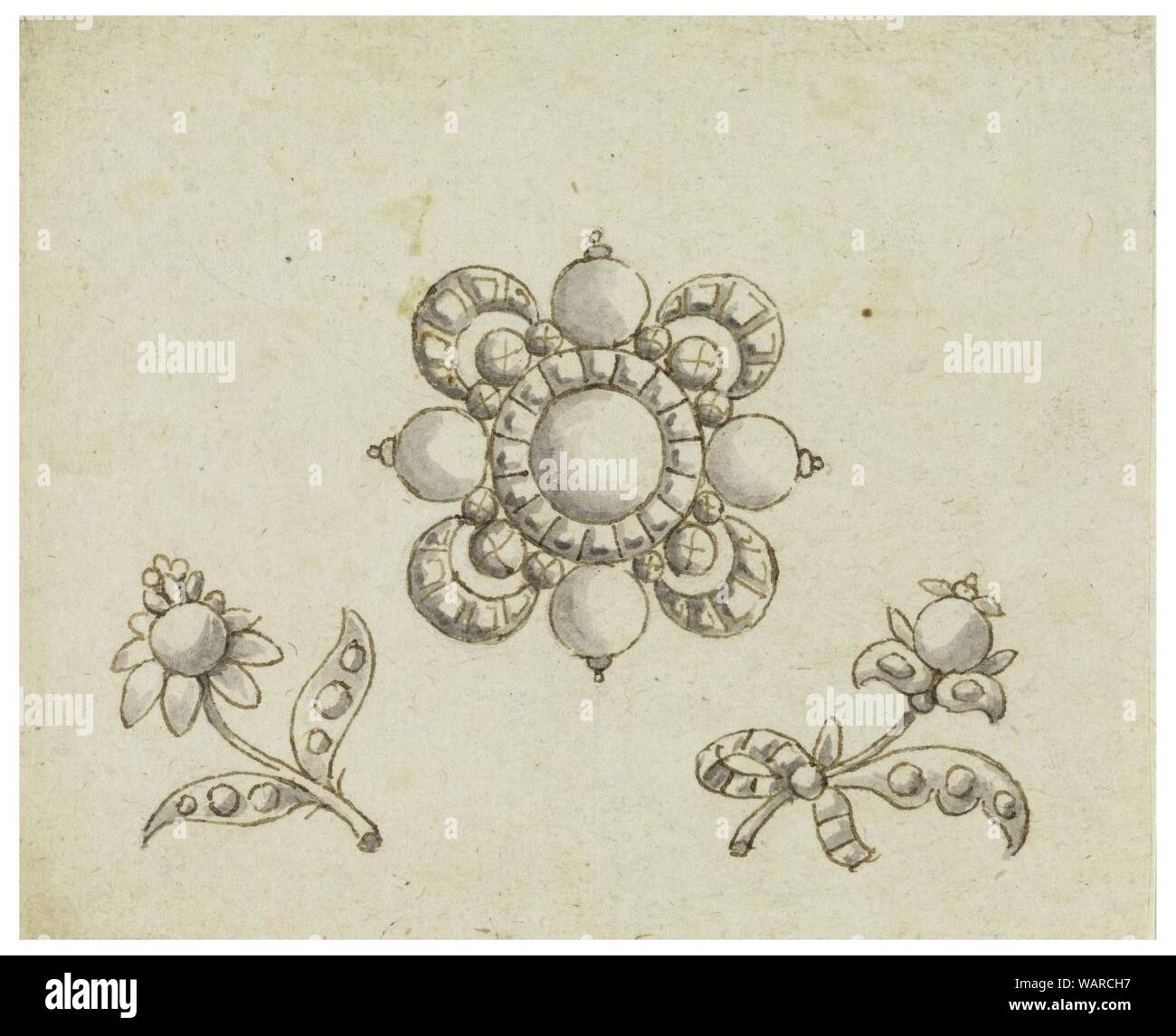 Drawing, Design for Three Brooches, 1825–50 Stock Photo - Alamy