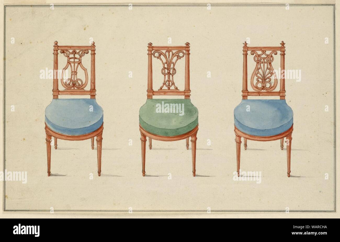 Drawing, Design for Three Chairs, 1790 Stock Photo - Alamy