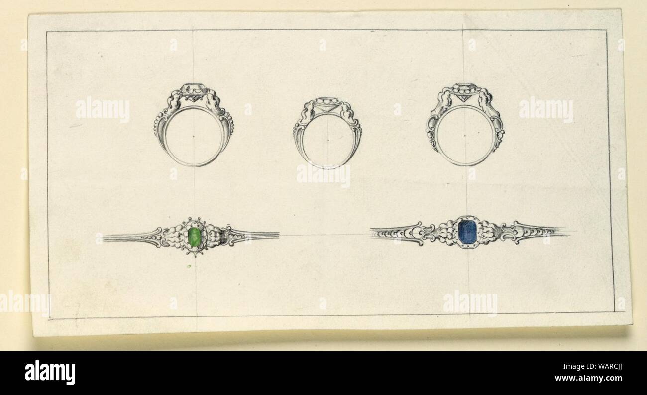 Drawing, Design for three rings, 1860–80 Stock Photo - Alamy