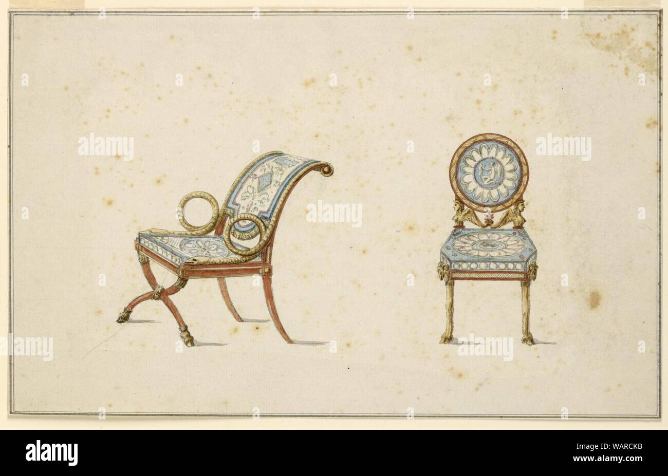 Drawing, Design for Two Chairs, 1790 Stock Photo - Alamy