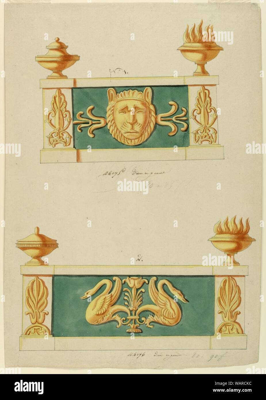 Drawing, Design for two andirons, 1800–1825 Stock Photo - Alamy