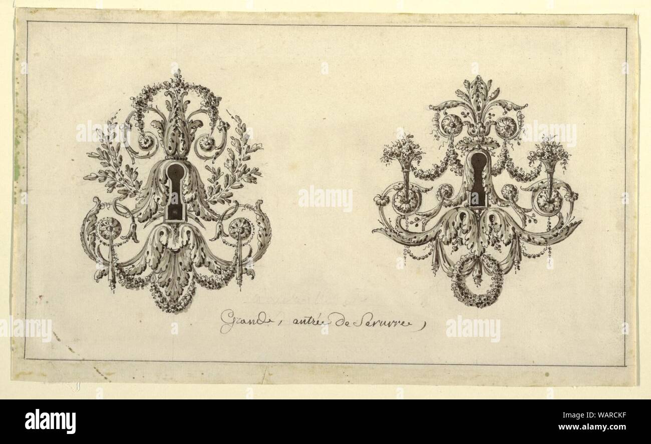 Drawing, Design for Two Bronze Key Plates, ca. 1780 Stock Photo - Alamy