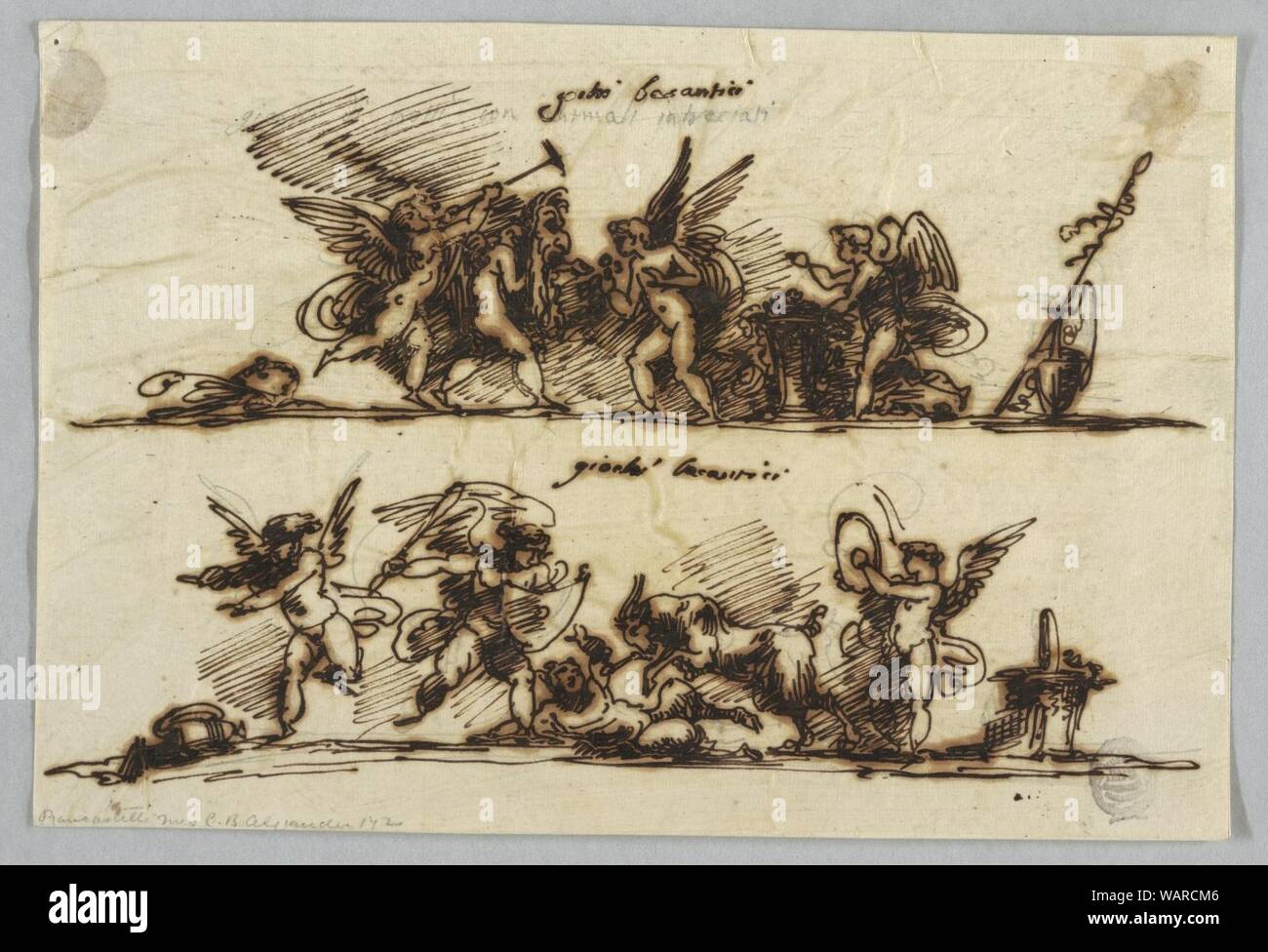 Drawing, Design for Two Friezes with Putti, ca. 1800 Stock Photo - Alamy