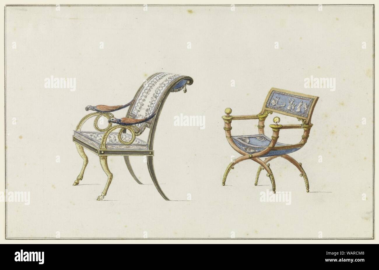 Drawing, Design for Two Chairs, 1790 Stock Photo - Alamy
