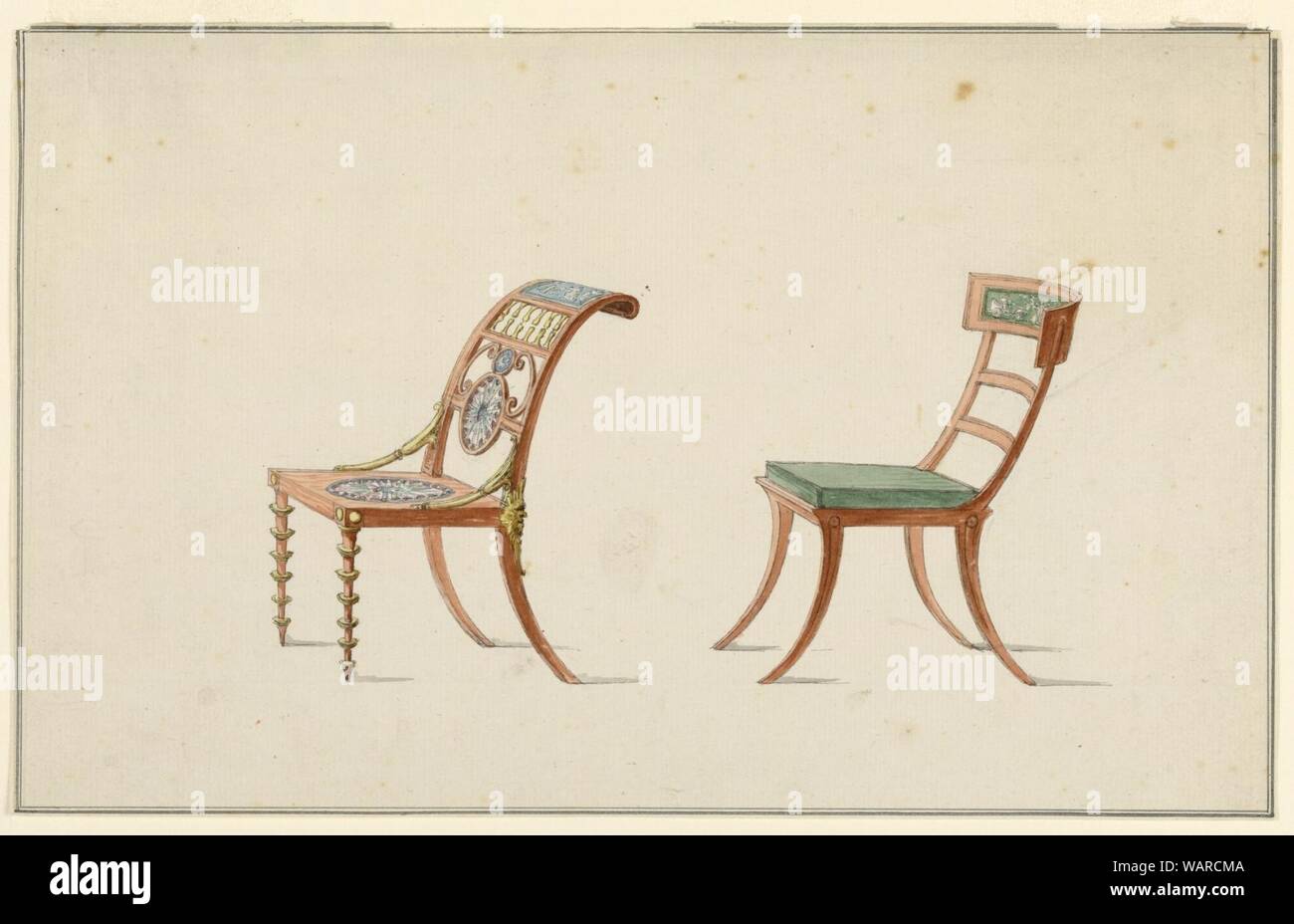 Drawing, Design for Two Chairs, 1790 Stock Photo - Alamy