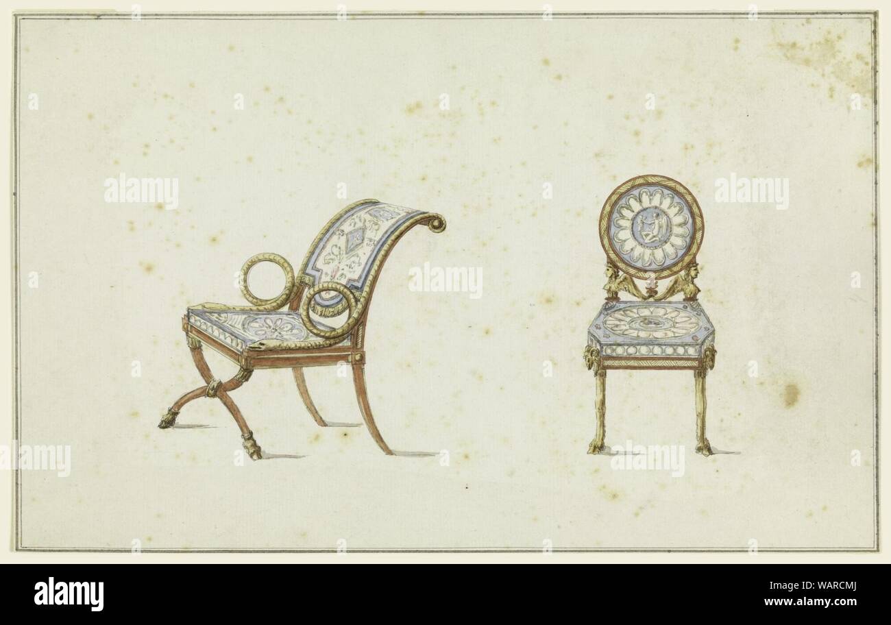 Drawing, Design for Two Chairs, 1790 Stock Photo - Alamy
