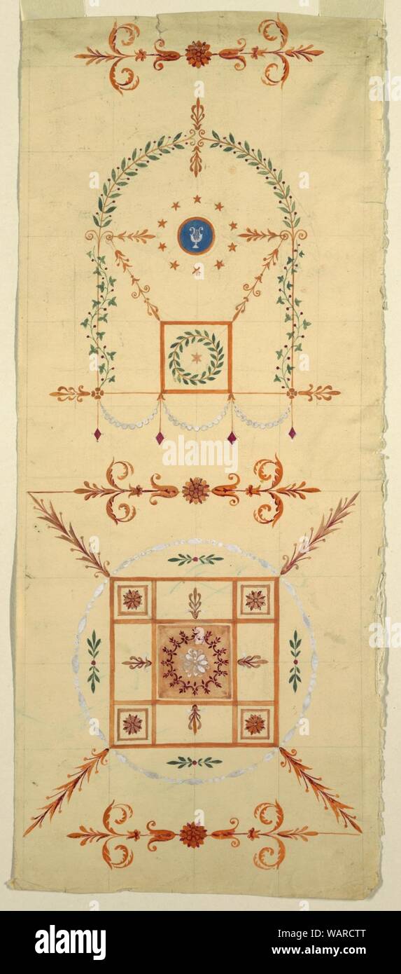 Drawing, Design for Woven Fabric with Neoclassical Motifs, ca. 1820 ...