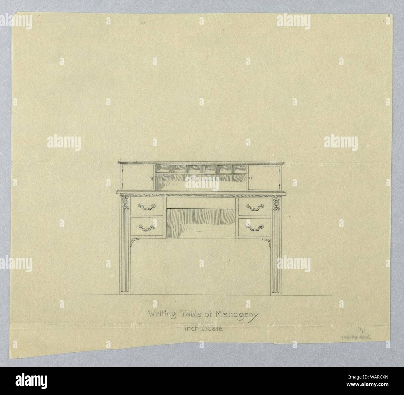 Drawing, Design for Writing Table with Massive Reeded Legs, 1900–05 ...