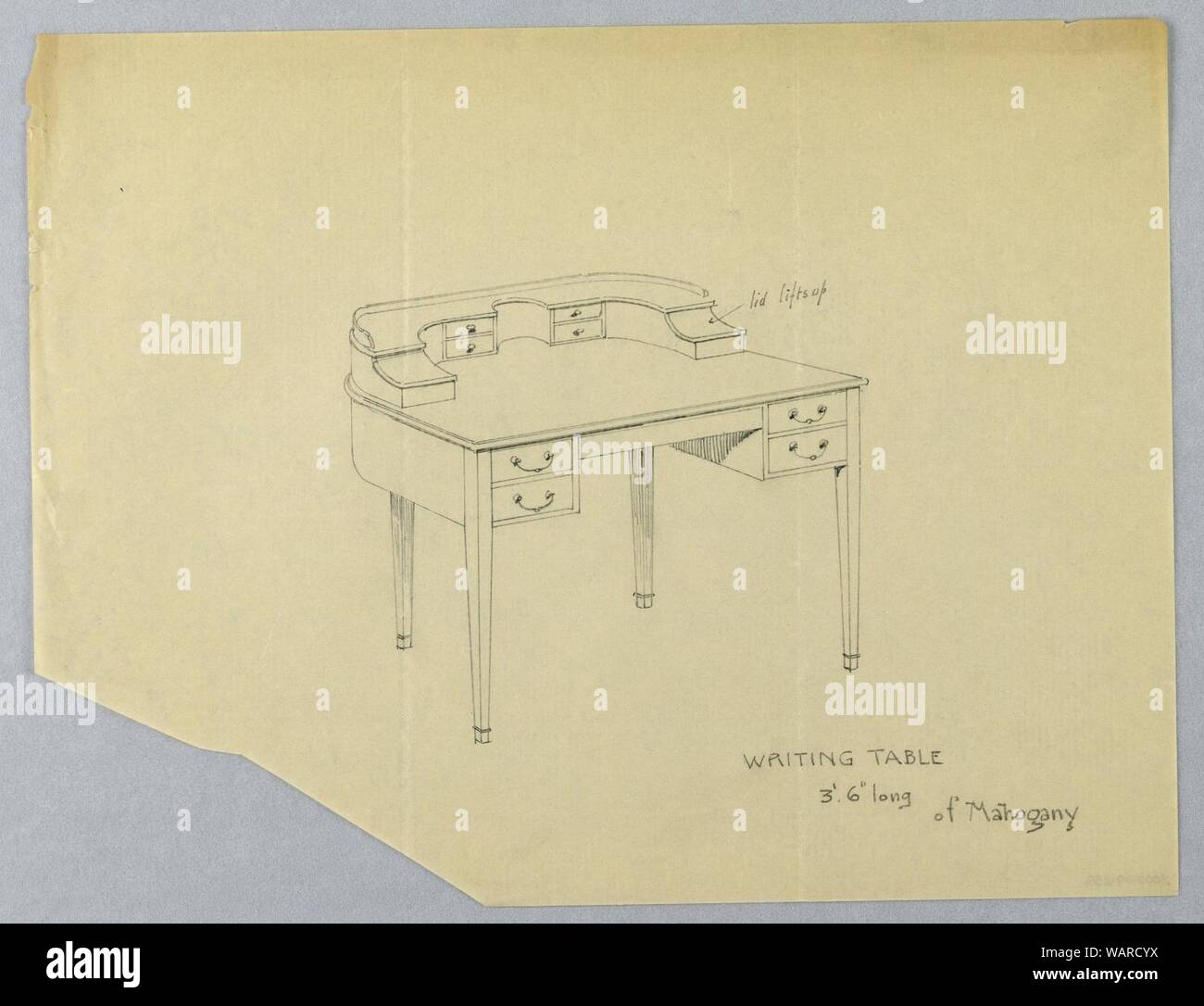 Drawing, Design for Writing Table with Lidded Compartments, 1900–05 ...