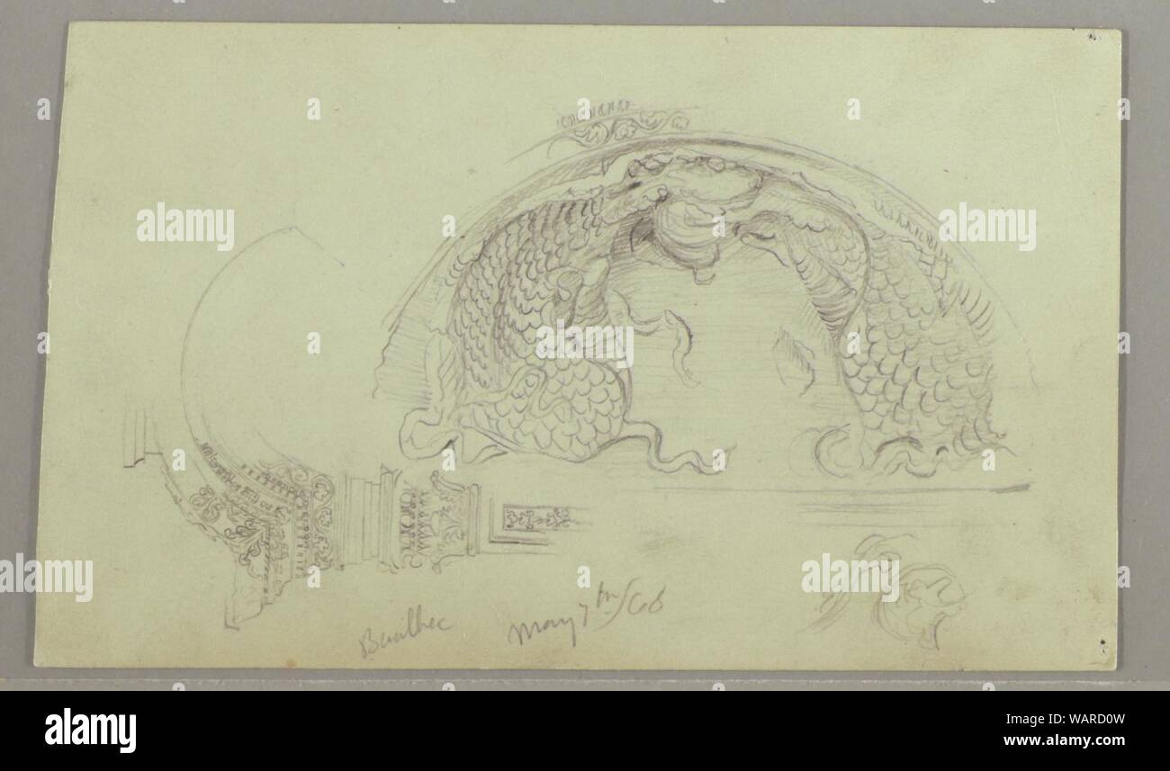 Drawing, Design of a Niche, Arch and Pediment Study, May 7, 1868 Stock ...