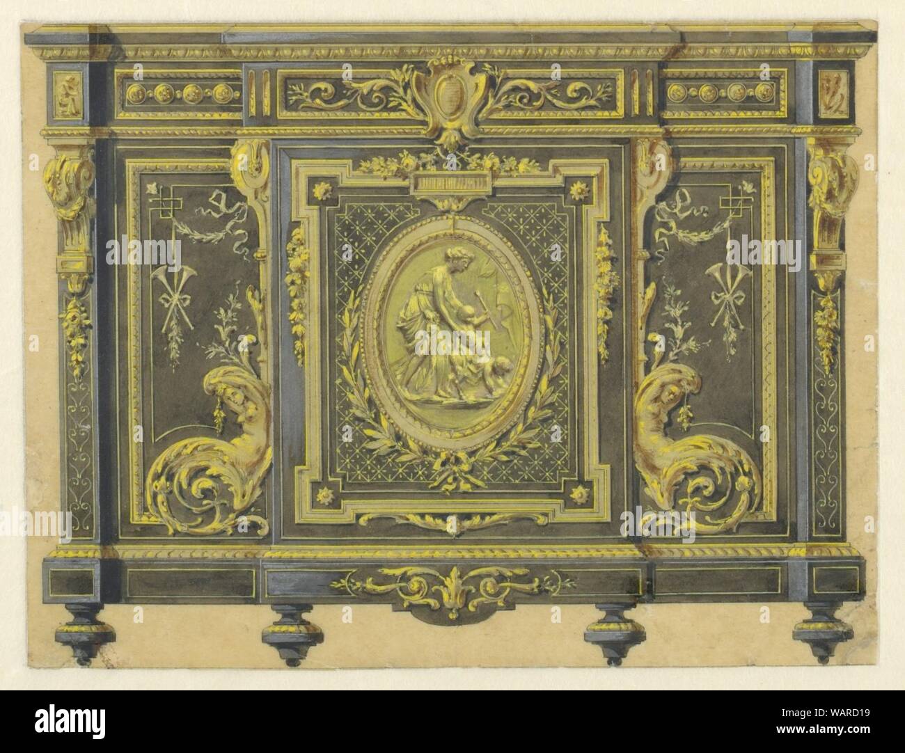 Drawing, Design of a Cabinet in the Louis XVI Style, ca. 1860 Stock ...
