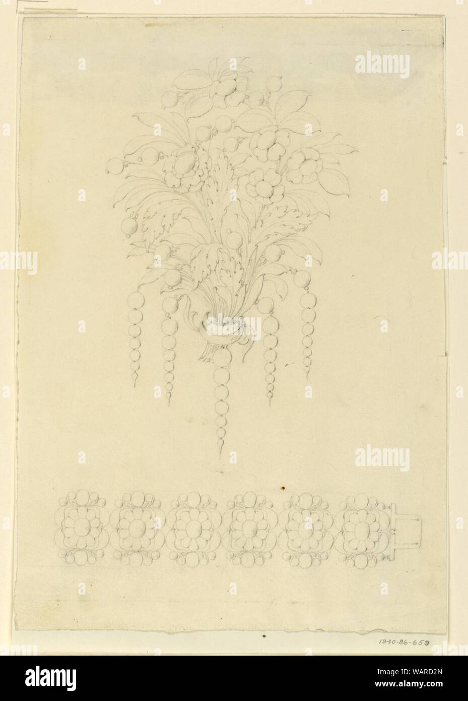Drawing, Designs for brooch and bracelet, 1840s Stock Photo - Alamy