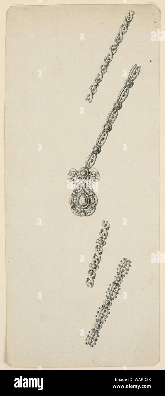 Drawing, Designs for a Necklace and Three Chains, late 18th century ...