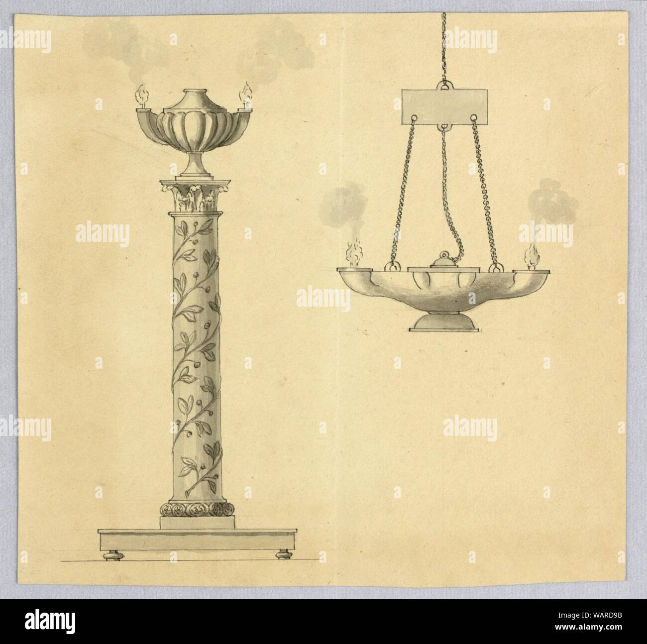Drawing, Designs for Oil Lamps, early 19th century Stock Photo - Alamy