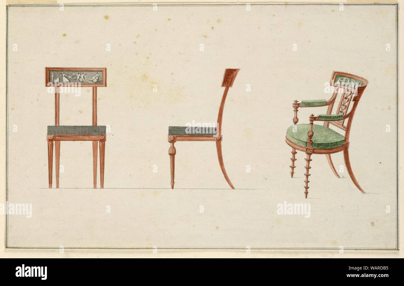 Drawing, Designs for Three Chairs, 1790 Stock Photo - Alamy