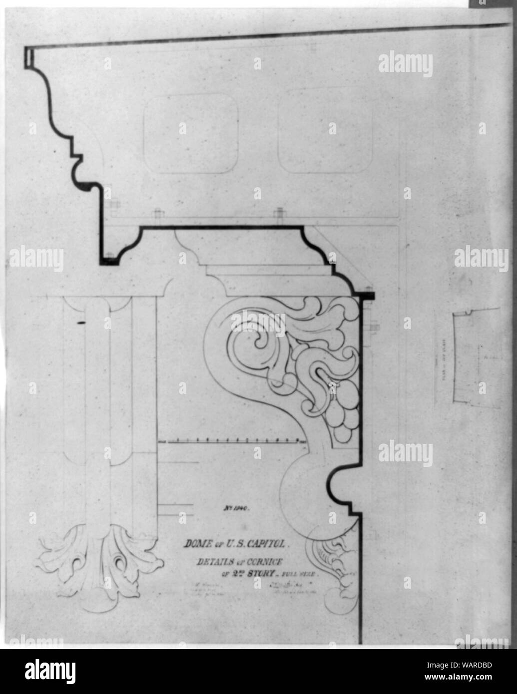 Dome of U.S. Capitol, details of cornice, second story Stock Photo - Alamy