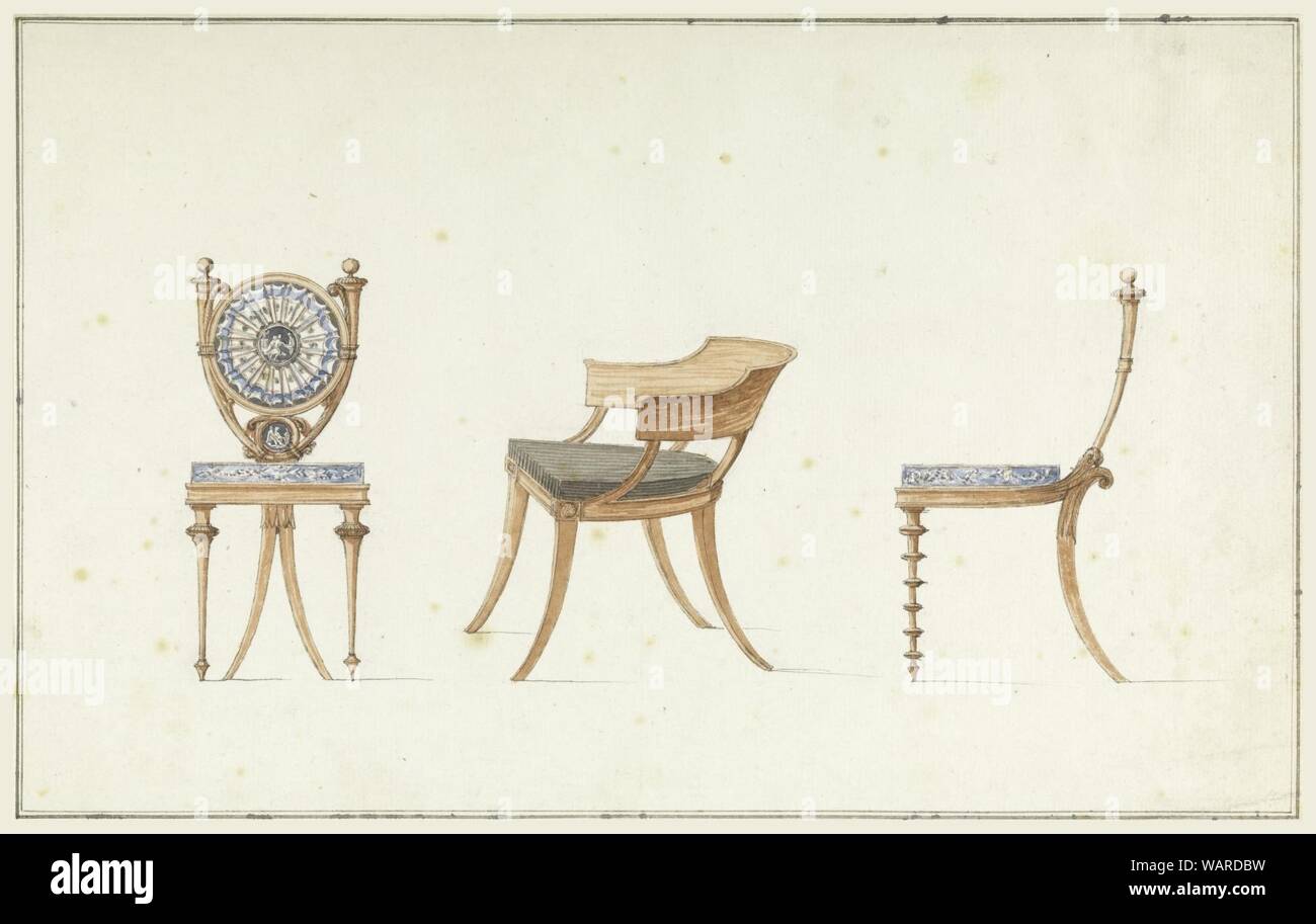 Drawing, Designs for Three Chairs, 1790 Stock Photo - Alamy