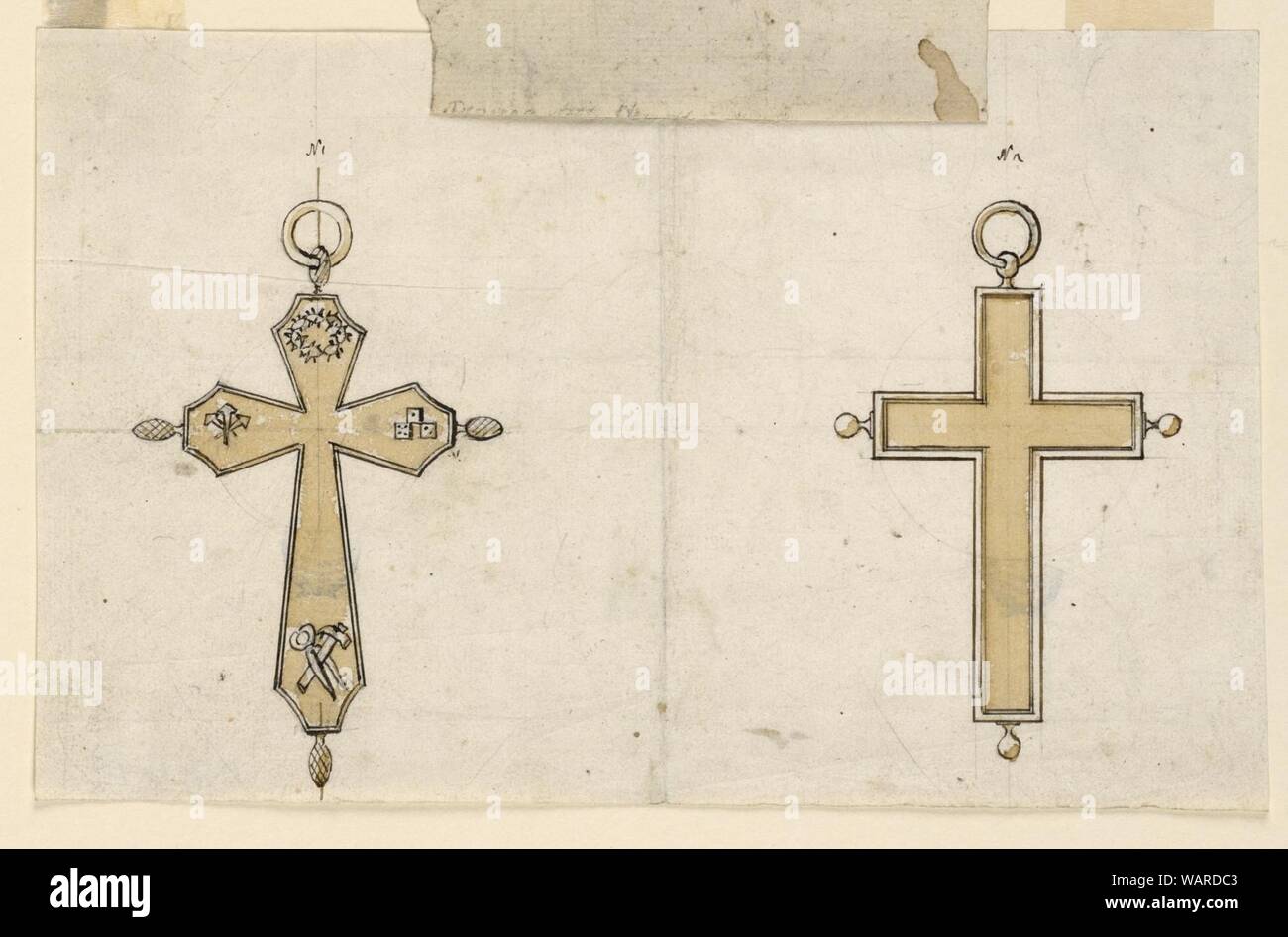 Drawing, Designs for Two Cross Pendants, early 19th century Stock Photo ...
