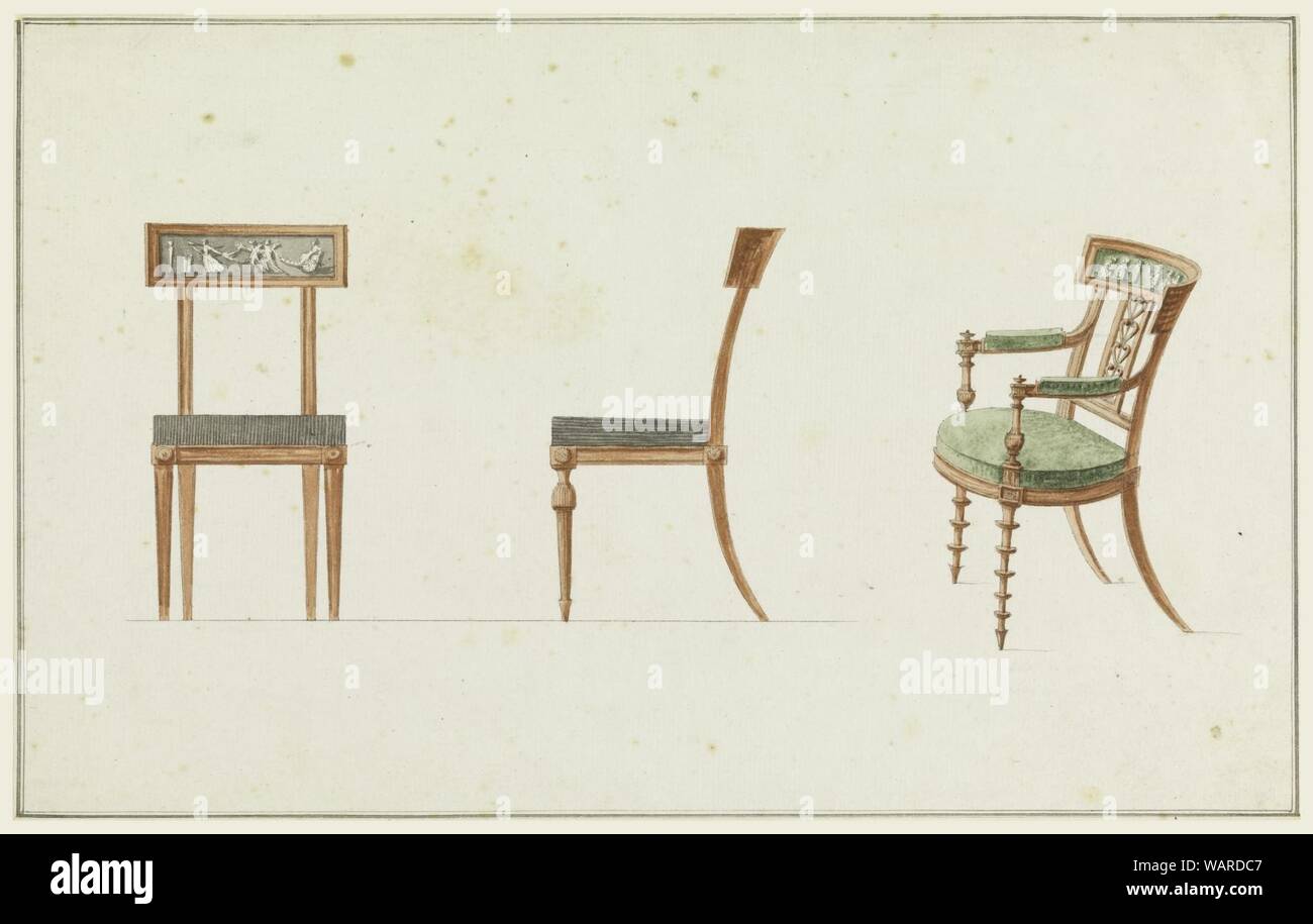 Drawing, Designs for Three Chairs, 1790 Stock Photo - Alamy