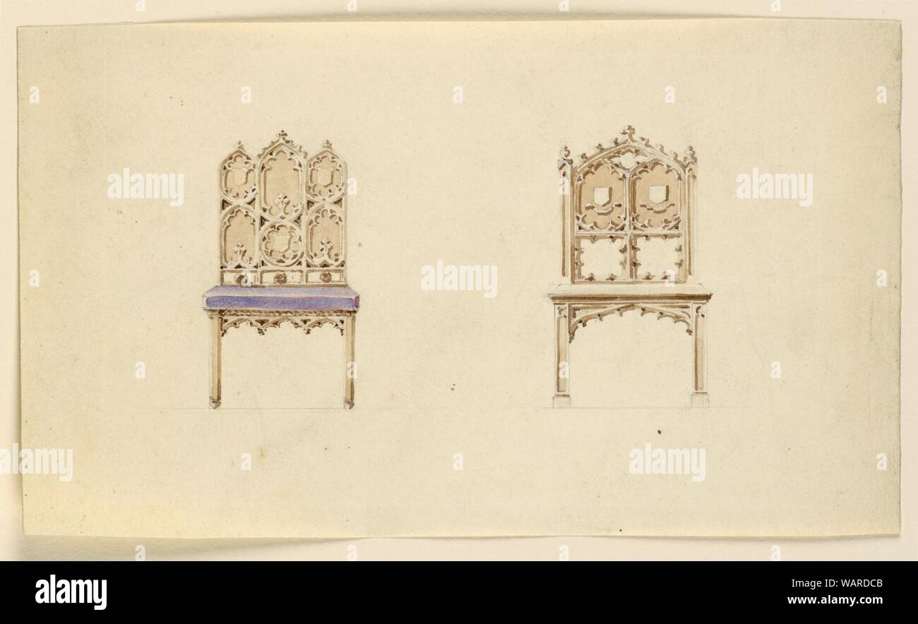 Drawing, Designs for Two Chairs in, ca. 1830 Stock Photo - Alamy