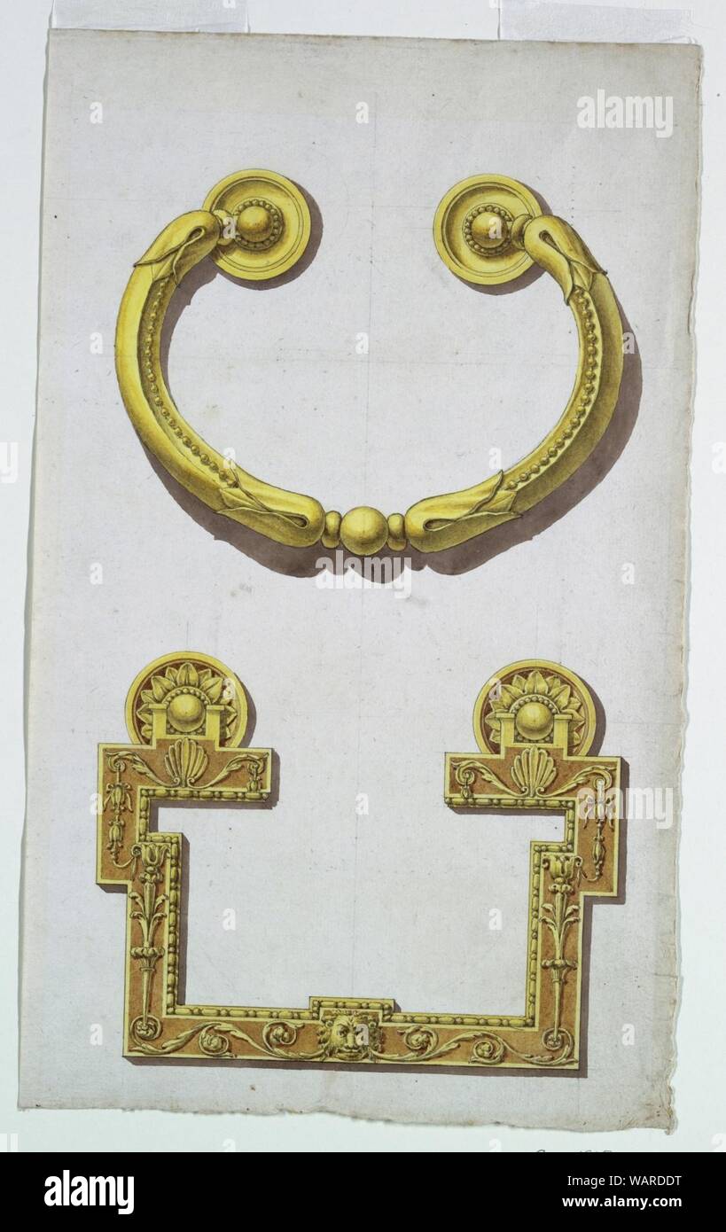 Drawing, Designs for Two Drawer Handles, ca. 1820 Stock Photo - Alamy