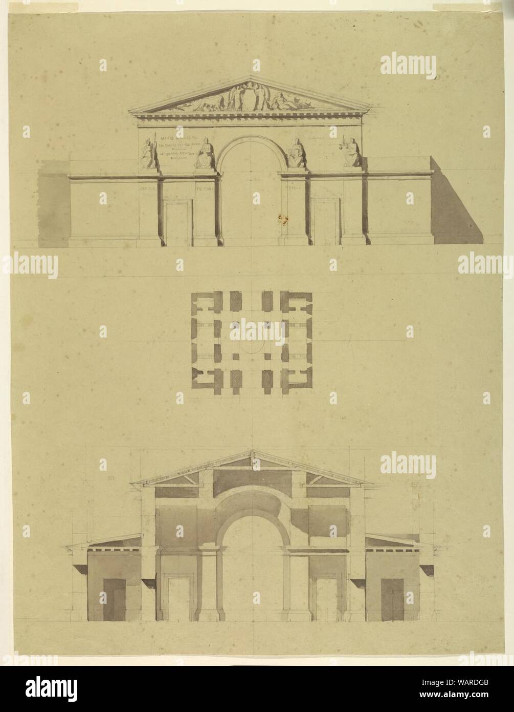 Drawing, Designs of Two Projects for a Town Gate, ca. 1820 Stock Photo ...