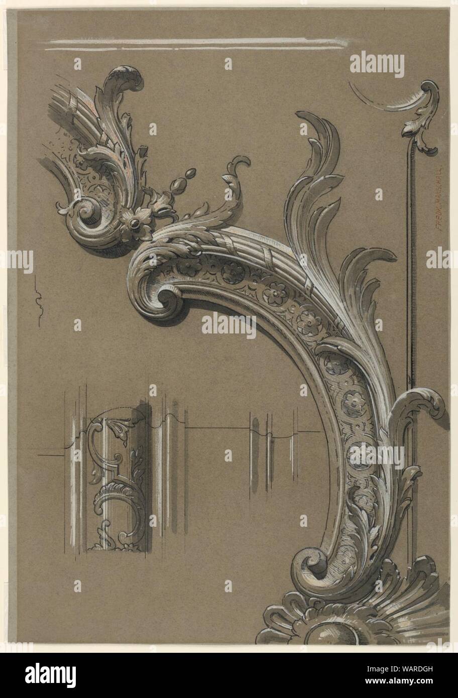 Drawing, Detail of carved moulding and dado, ca. 1885 Stock Photo - Alamy