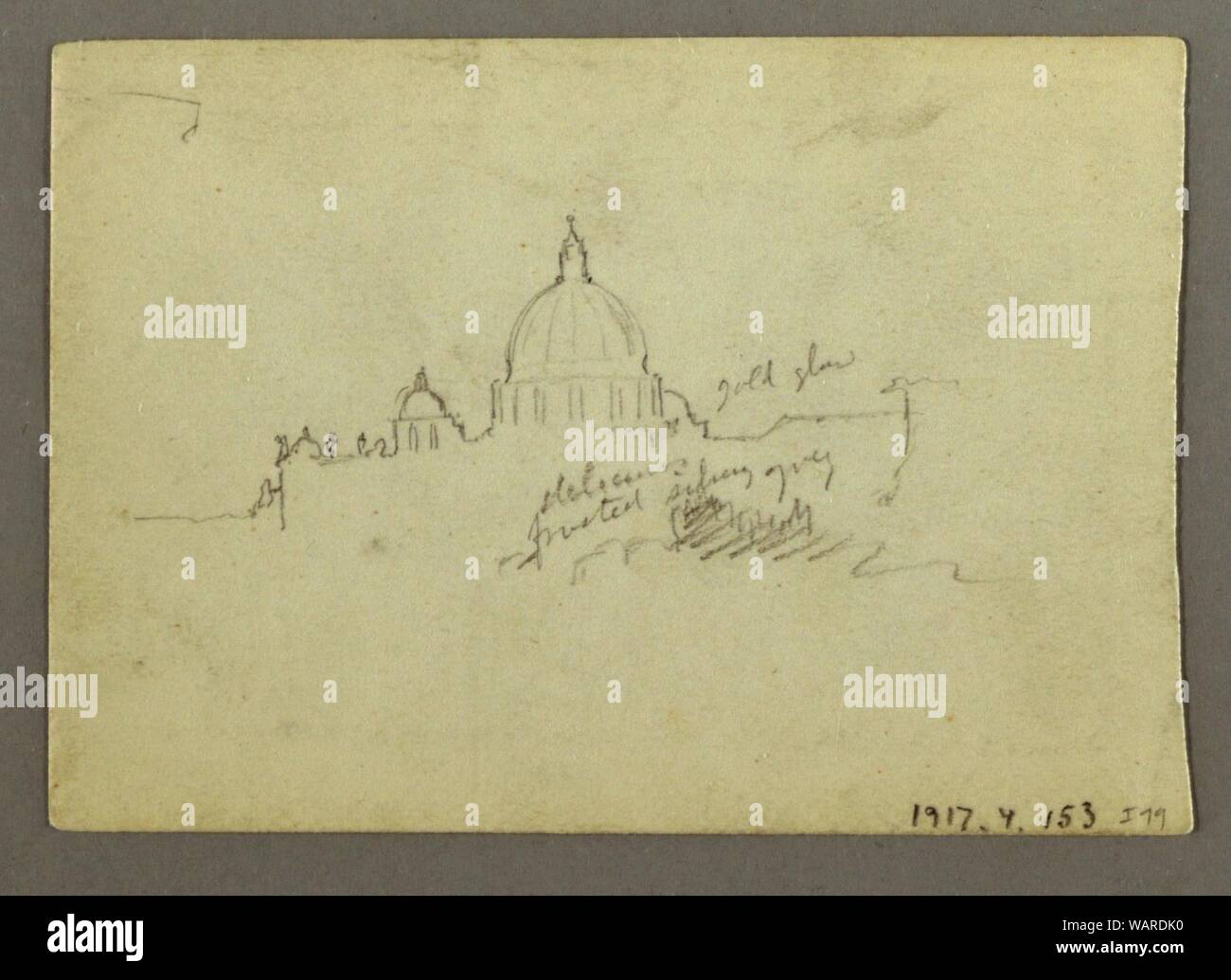 Drawing, Distant View of the Dome of St. Peter's Basilica, Rome, Italy ...