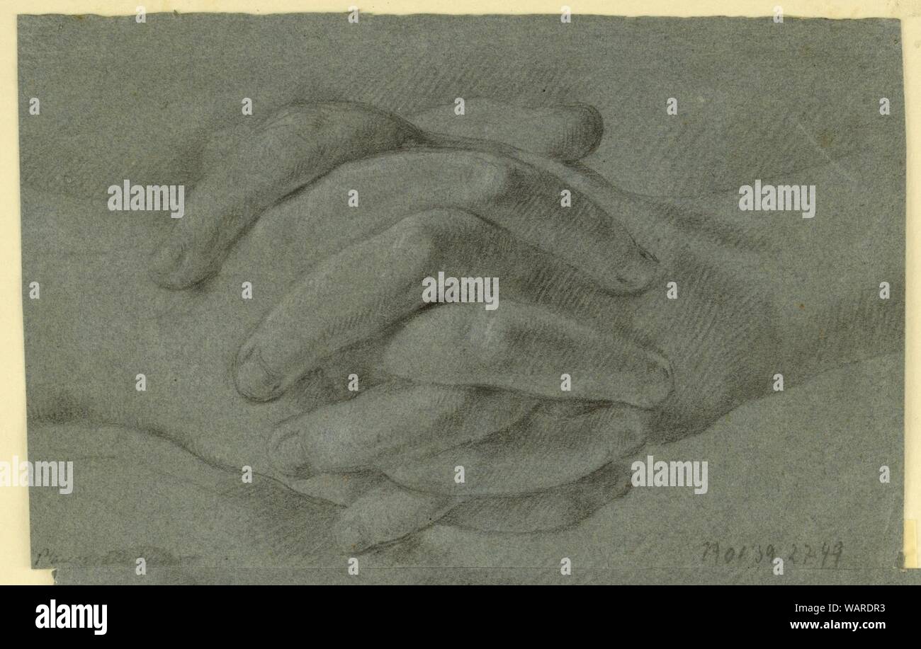 Drawing, Drawing- A study of folded hands, ca. 1760 Stock Photo - Alamy