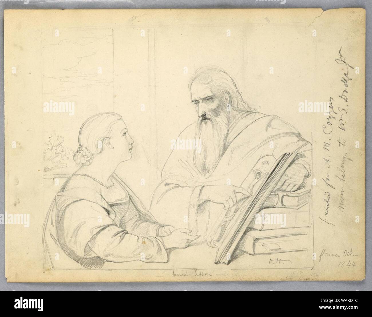 Drawing, Drawing for The Sacred Lesson, 1844 Stock Photo - Alamy