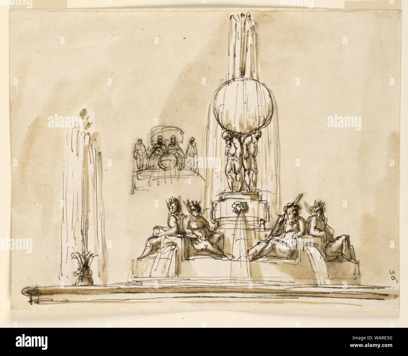 Drawing, Elevation of a Fountain, ca. 1790 Stock Photo - Alamy