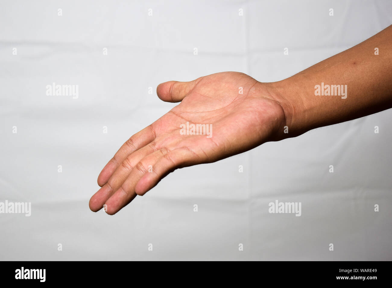 Close up Asian man shows hand gestures it means Oh come on! isolated on ...