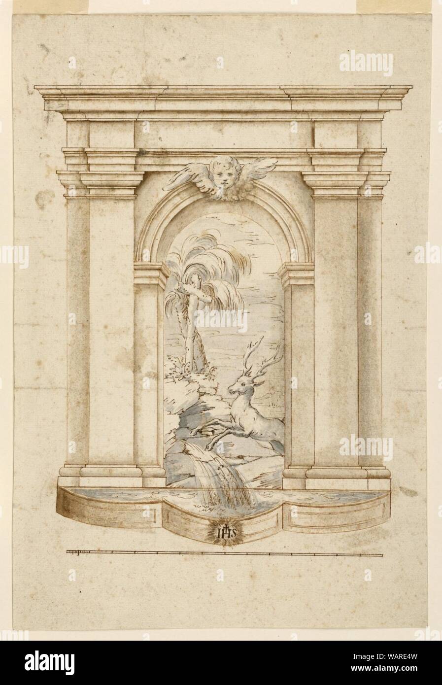 Drawing, Elevation of a Fountain, 1650–1700 Stock Photo - Alamy