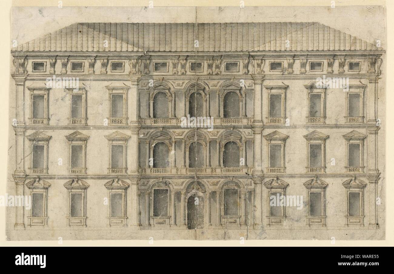 Drawing, Elevation of a Palace Facade, 1680–1720 Stock Photo - Alamy
