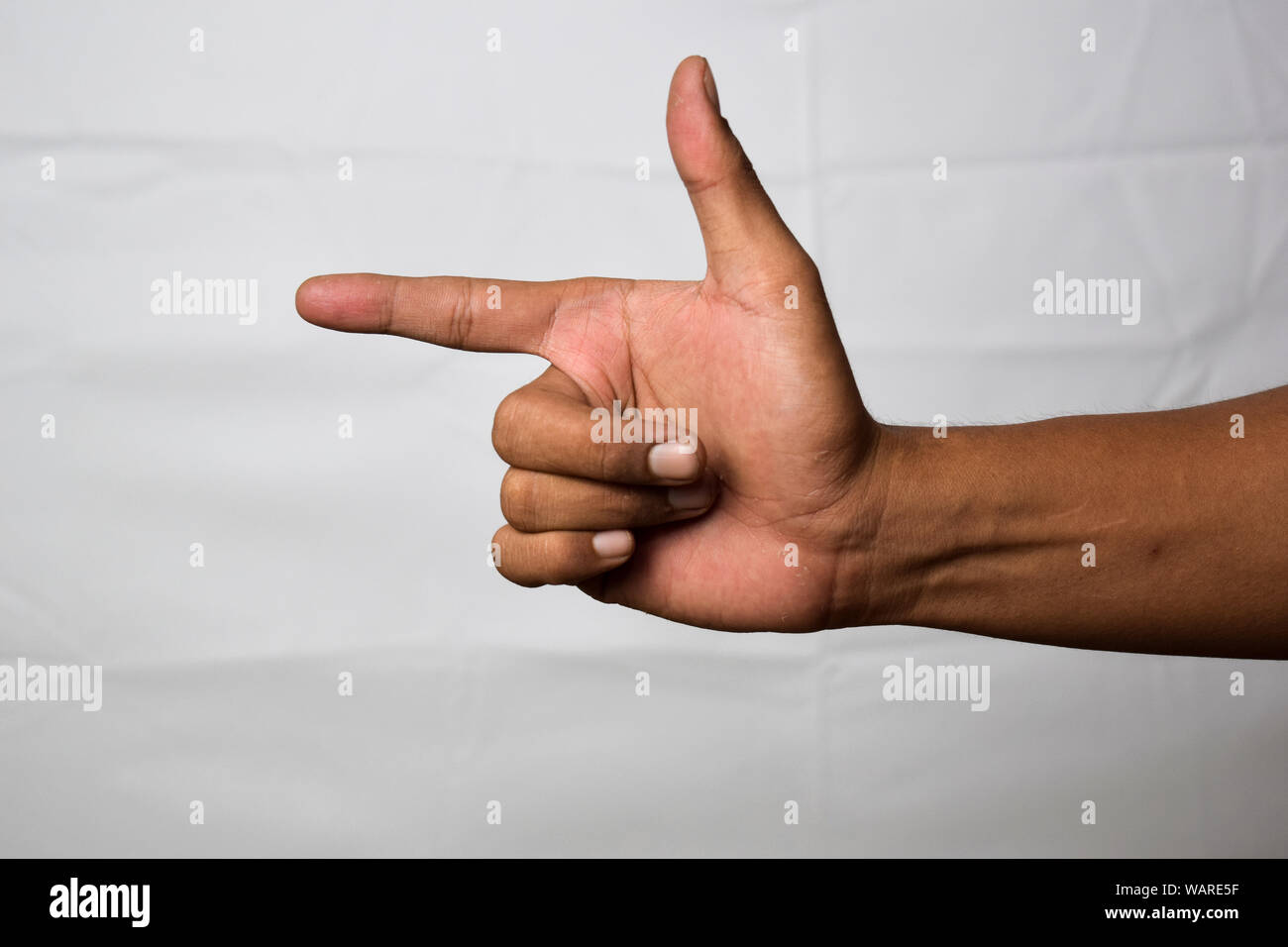 Close up Asian man shows hand gestures it means Nothing isolated on ...