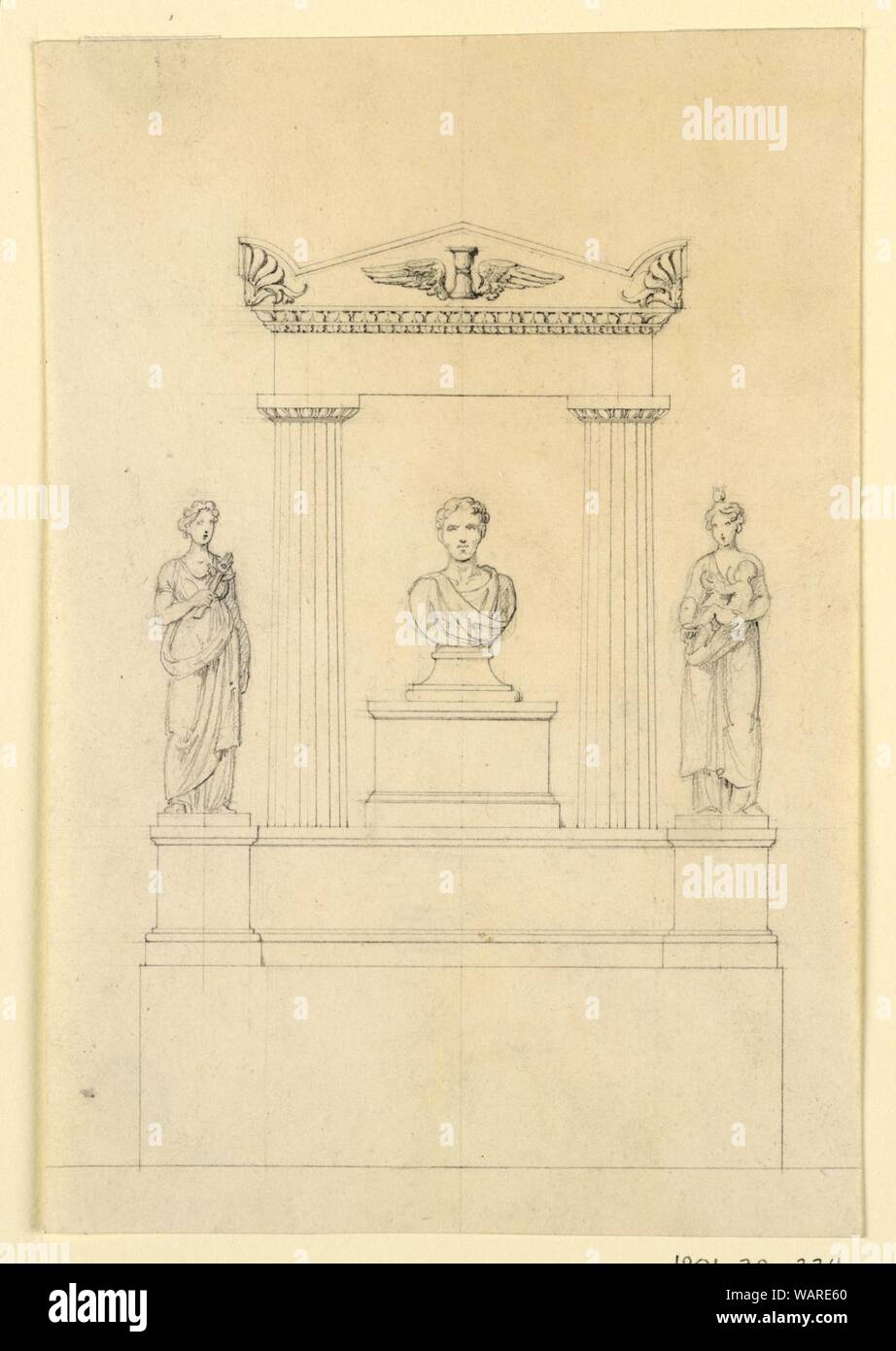 Drawing, Elevation of a Sepulchral Monument, ca. 1830 Stock Photo - Alamy