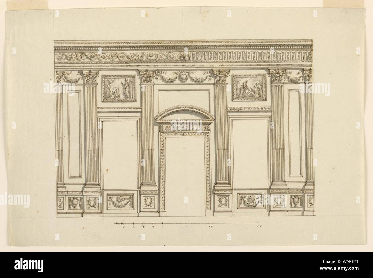 Drawing, Elevation of a wall of a hall, ca. 1800 Stock Photo - Alamy