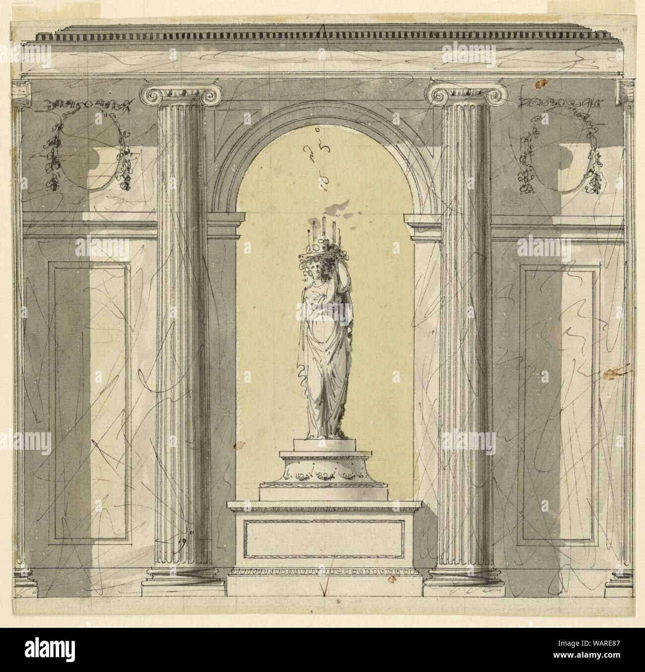 Drawing, Elevation of a wall of a vestibule, ca. 1790 Stock Photo - Alamy