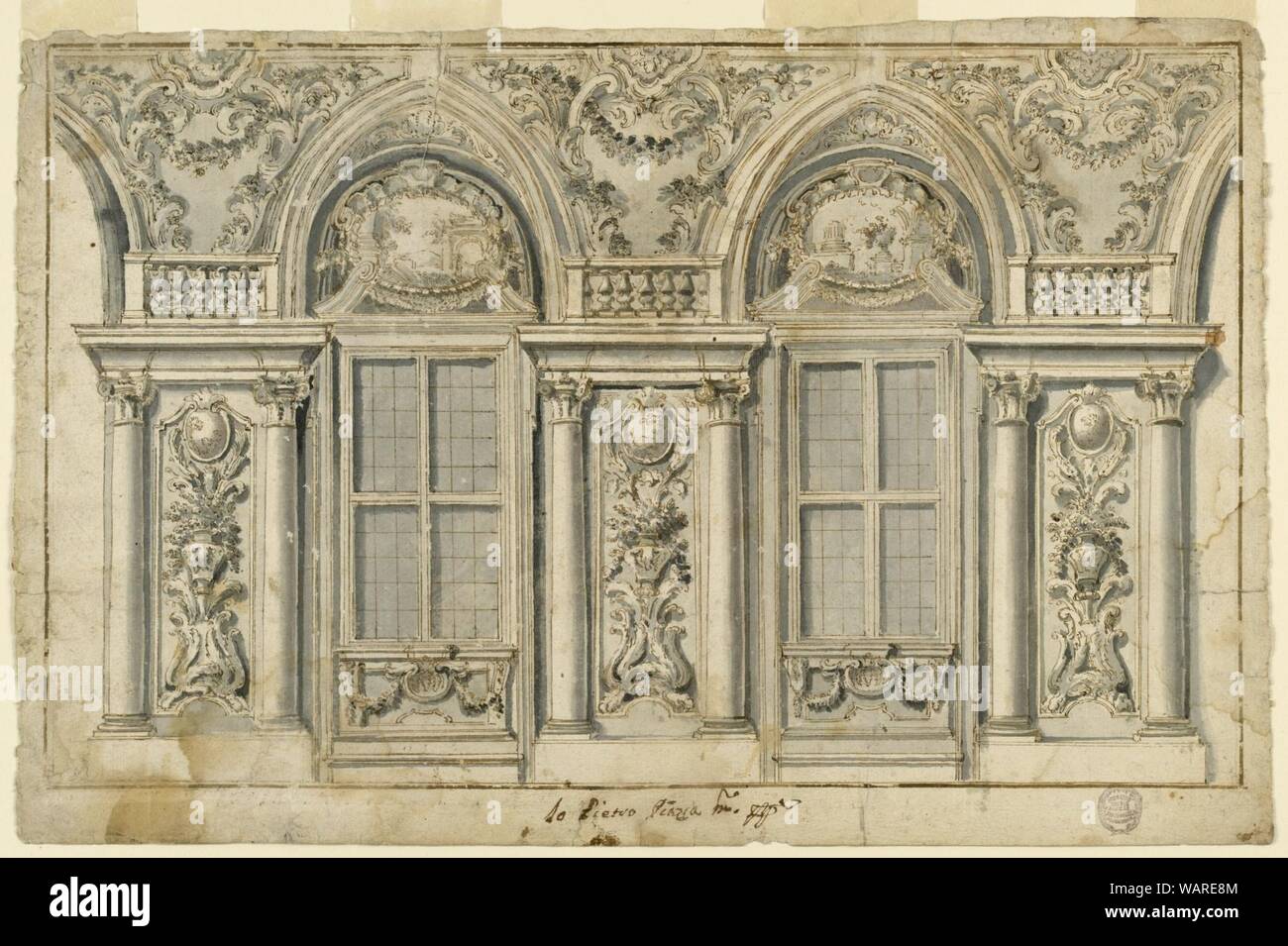 Drawing, Elevation of a Wall, ca. 1750 Stock Photo - Alamy
