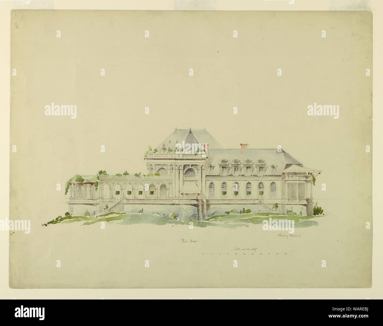 Drawing, Elevation toward Polo Grounds, Clubhouse, Newport, Rhode ...