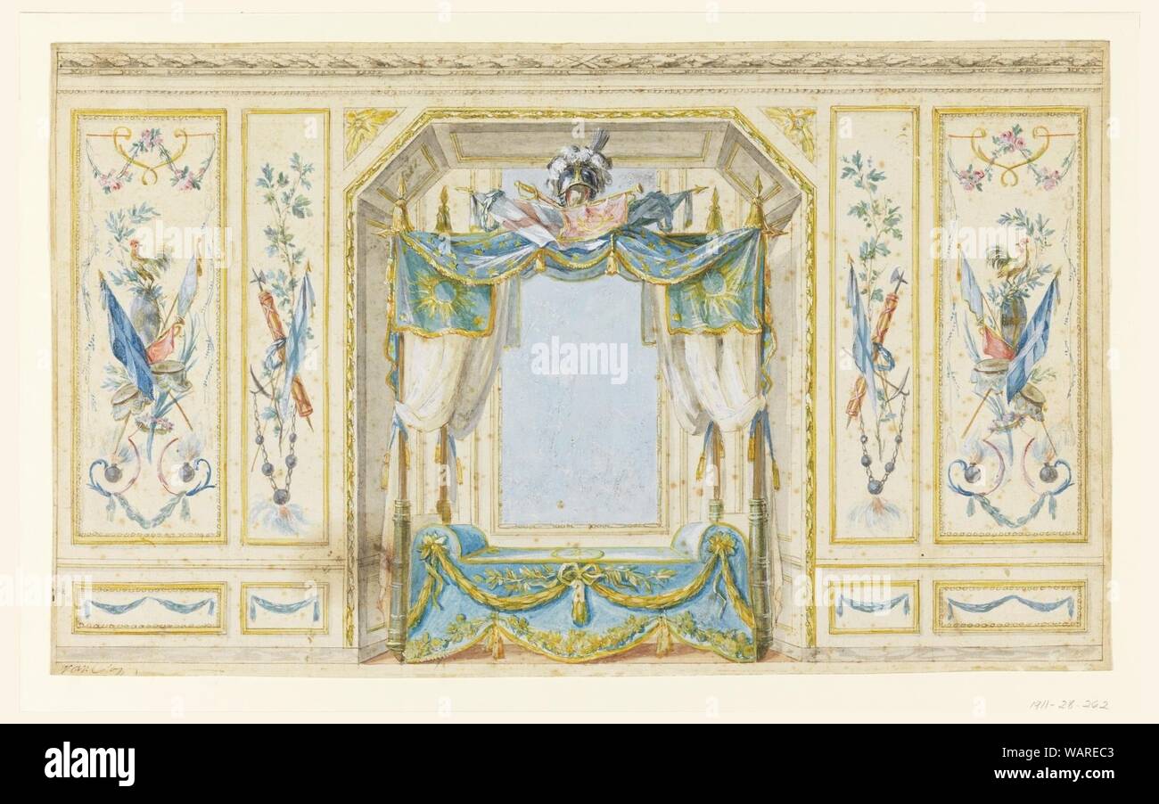 Drawing, Elevation of the Wall of a Bedroom with Alcove, ca. 1780 Stock ...