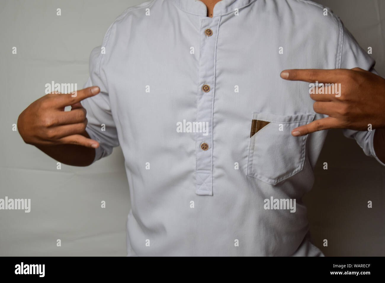 Close up Asian man shows hand gestures it means human emotion and ...