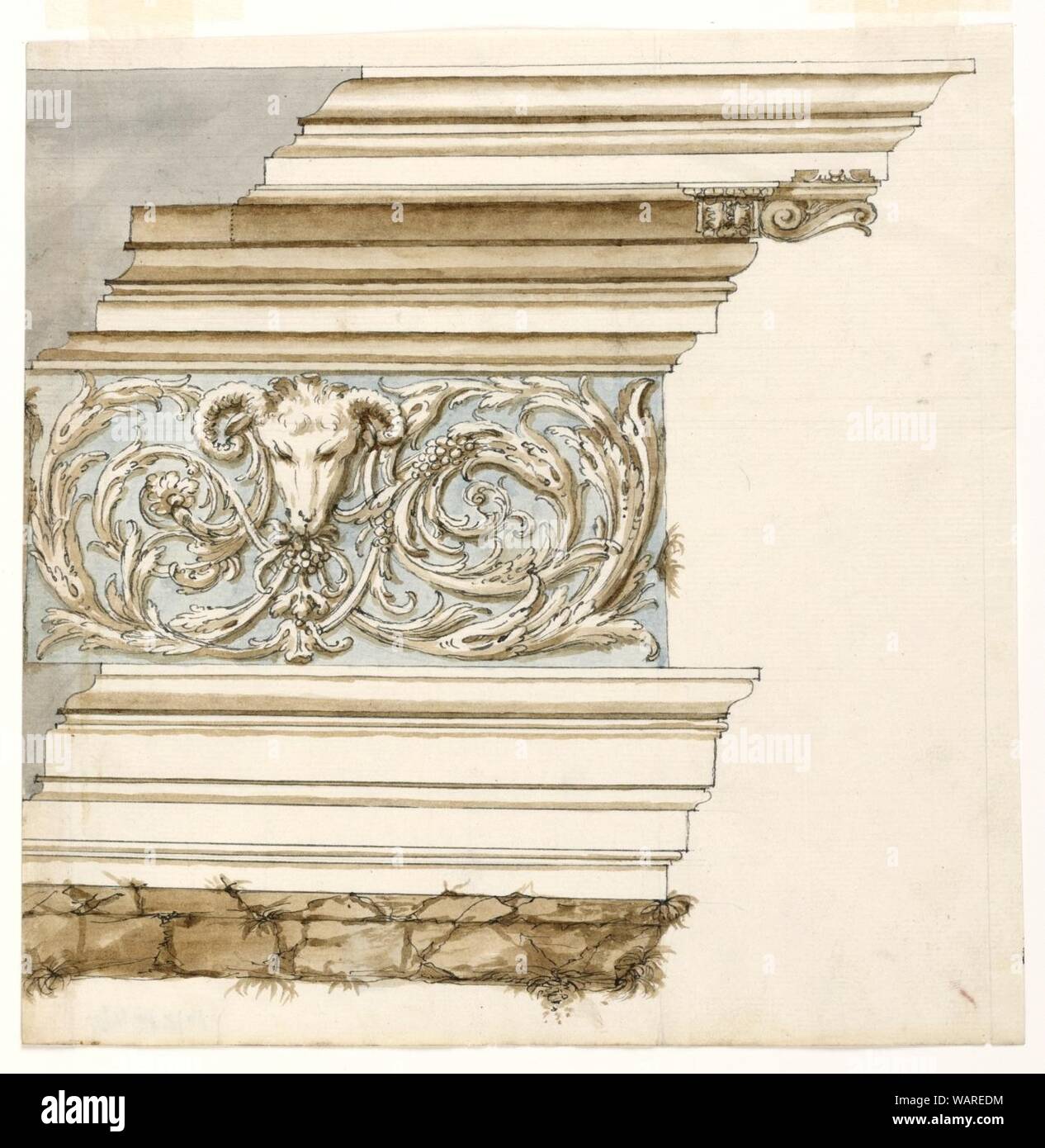 Drawing, Entablature in the Classical Style, 1770–90 Stock Photo - Alamy