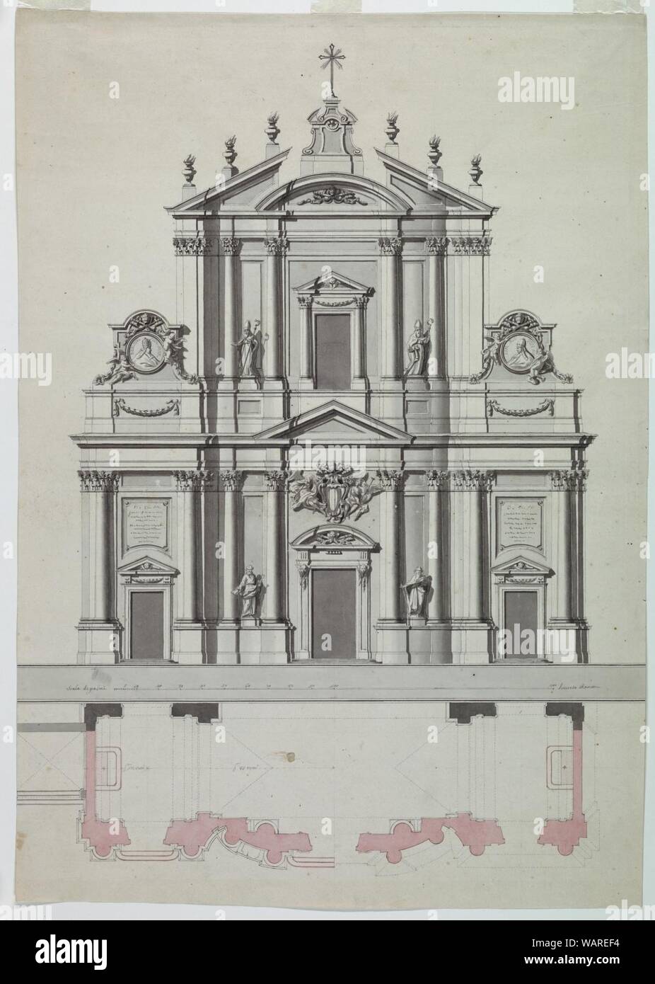 Drawing, Facade of Church, Plan of, 1757–58 Stock Photo - Alamy