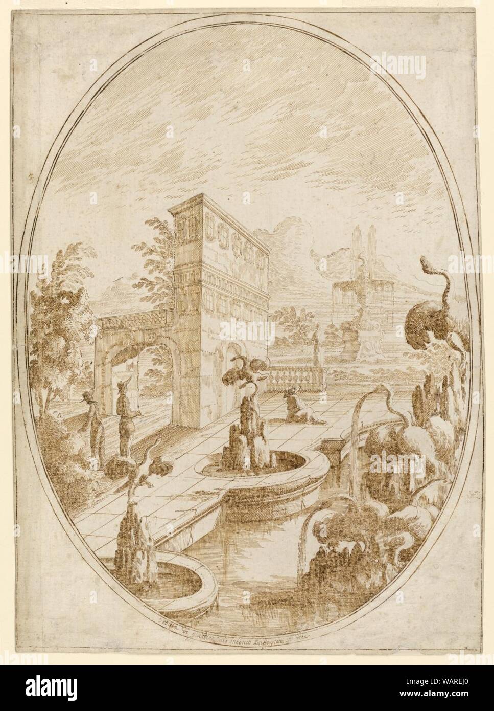 Drawing, Fantastic Garden, ca. 1700 Stock Photo - Alamy