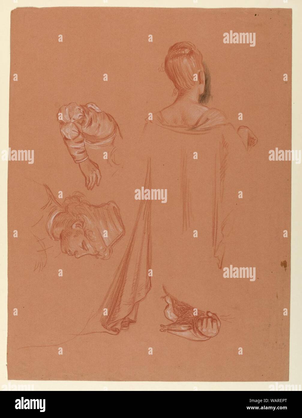 Drawing, Figure and drapery studies, ca. 1885 Stock Photo - Alamy