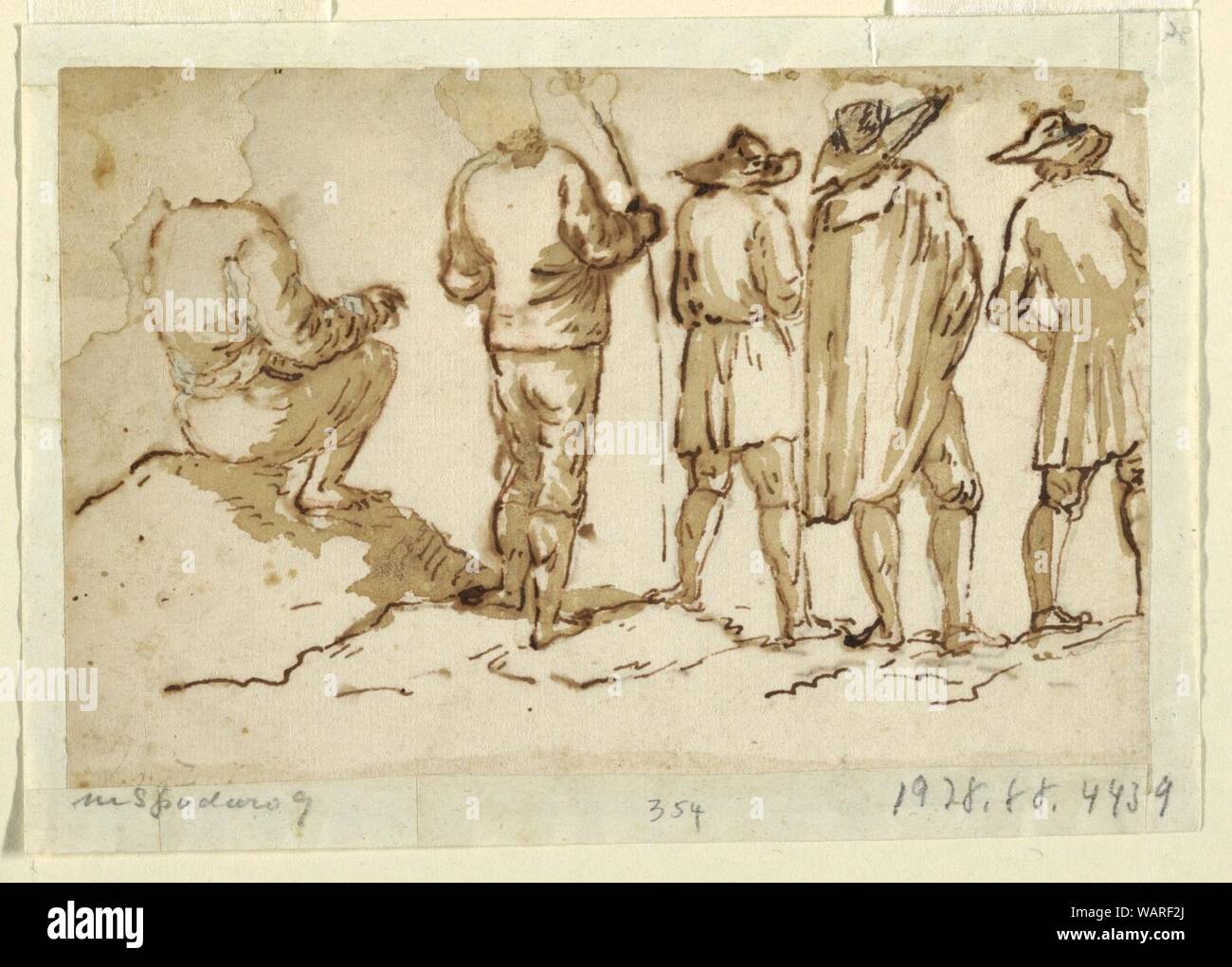 Drawing, Five Men, 1625–1650 Stock Photo - Alamy