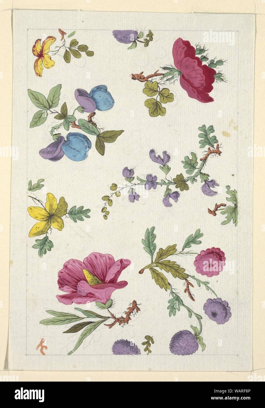 Drawing, Floral design for printed textile, 1800–1818 Stock Photo - Alamy