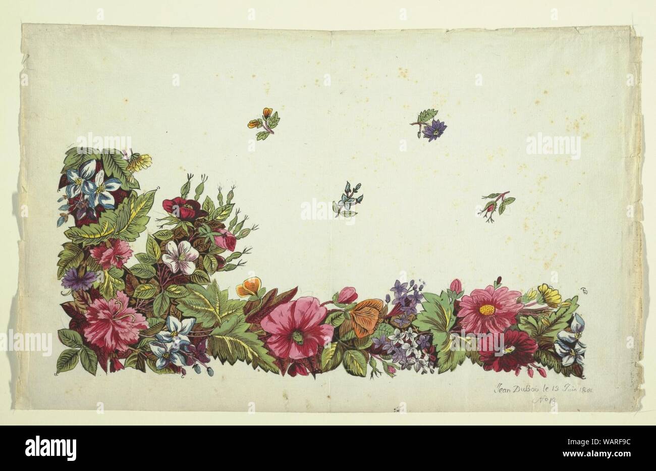 Drawing, Floral design for printed textile, 1800–1818 Stock Photo - Alamy