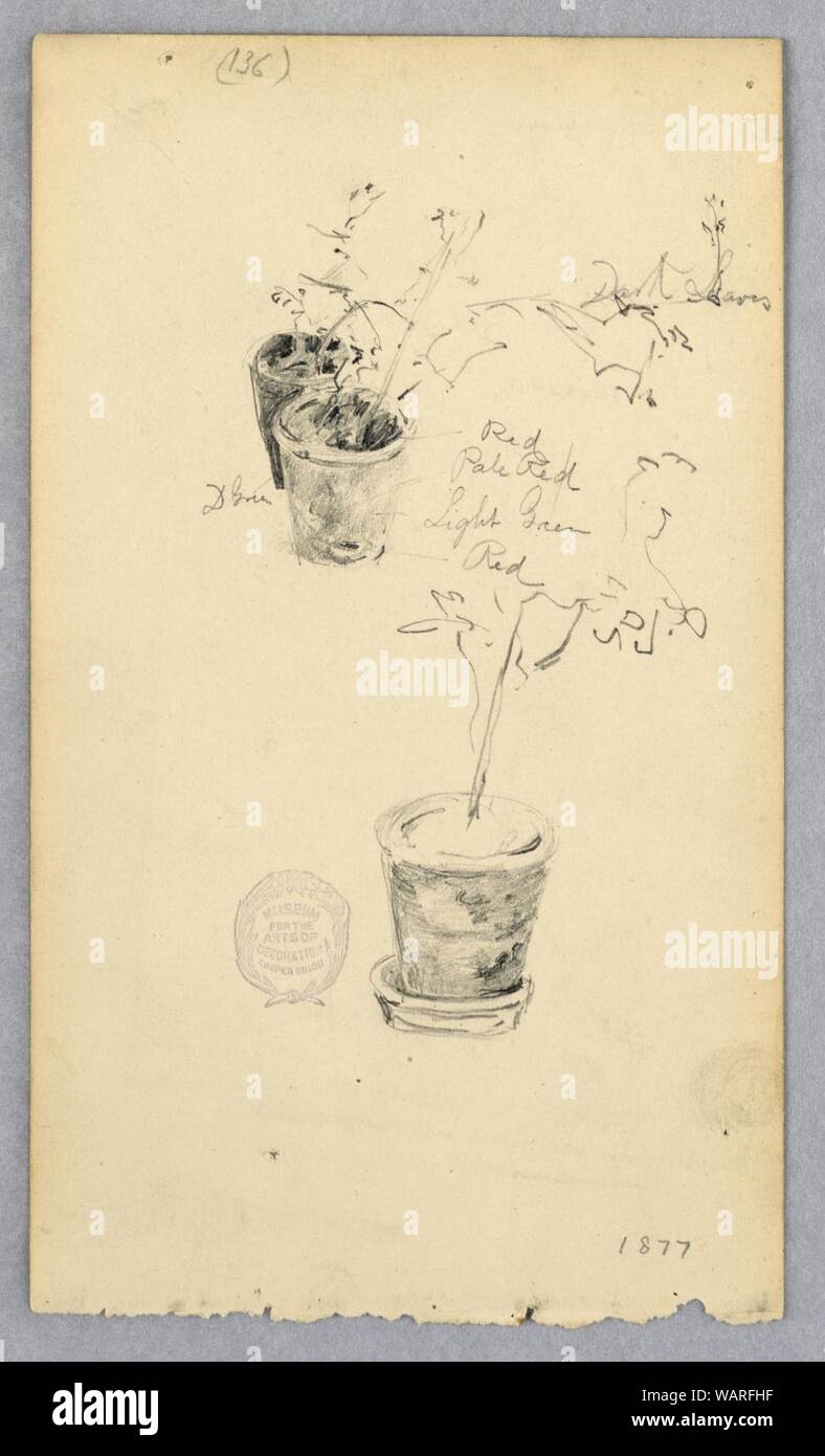 Drawing, Flower pots, 1877 Stock Photo - Alamy